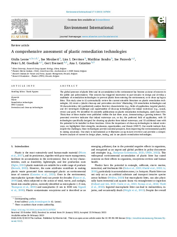 (PDF) A comprehensive assessment of plastic remediation technologies