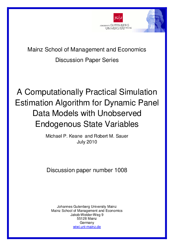 (PDF) A Computationally Practical Simulation Estimator for Panel Data
