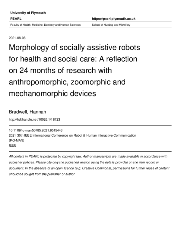 (PDF) Morphology of socially assistive robots for health and social ...