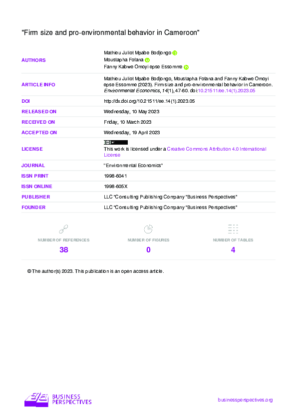 (PDF) Firm size and pro-environmental behavior in Cameroon | Mathieu ...