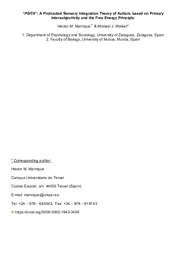 (PDF) “PSITA”: A Protracted Sensory Integration Theory of Autism, based ...