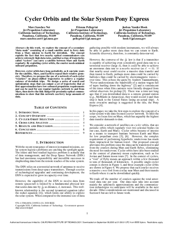 (PDF) Cycler Orbits and Solar System Pony Express | Robyn Woollands ...