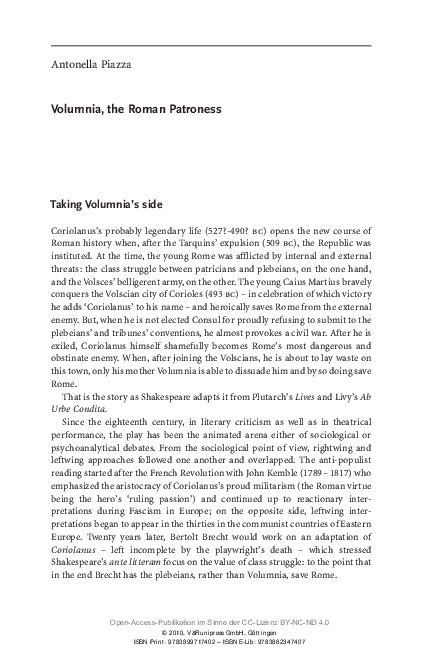 (PDF) Volumnia, the Roman Patroness