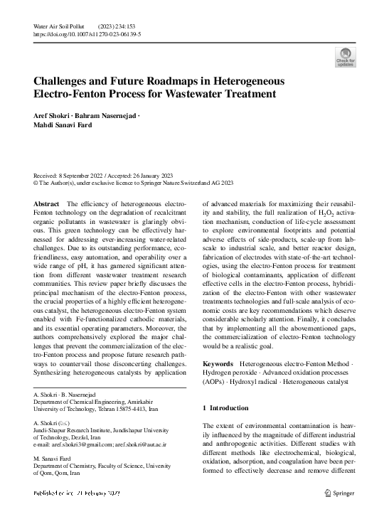 (PDF) Challenges and Future Roadmaps in Heterogeneous Electro-Fenton ...