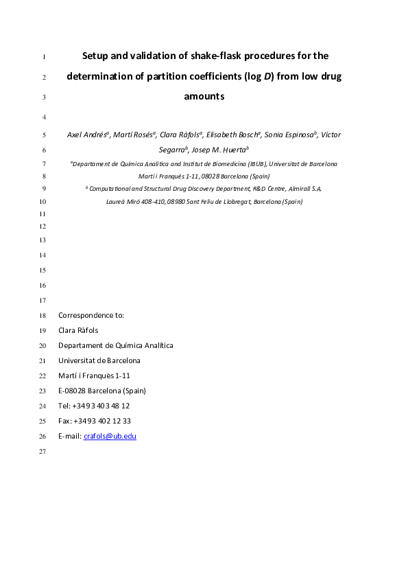 (PDF) Setup and validation of shake-flask procedures for the ...