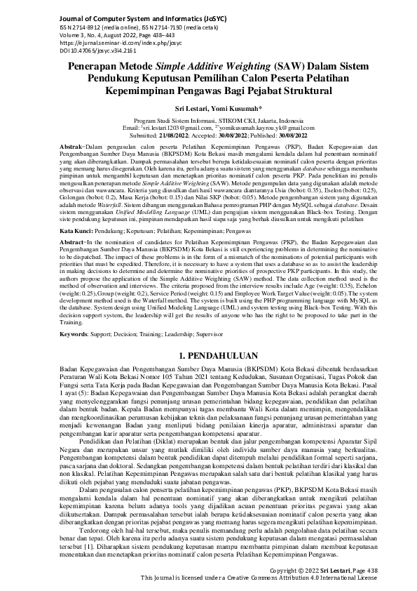 (PDF) Penerapan Metode Simple Additive Weighting (SAW) Dalam Sistem Pendukung Keputusan ...