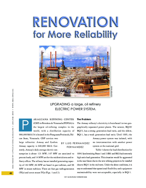 (PDF) Renovation for more reliability. Upgrading a large, oil refinery ...
