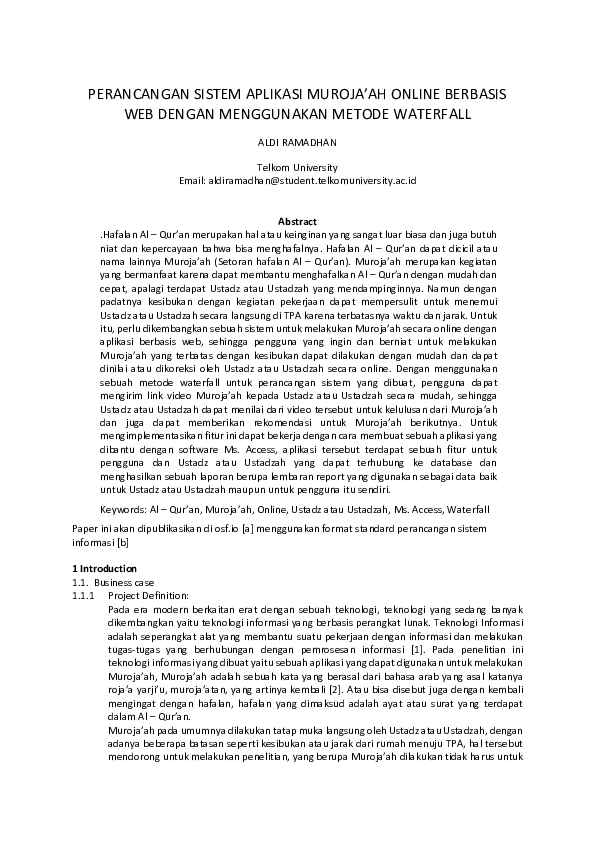 (PDF) Perancangan Sistem Aplikasi Muroja’Ah Online Berbasis Web Dengan ...