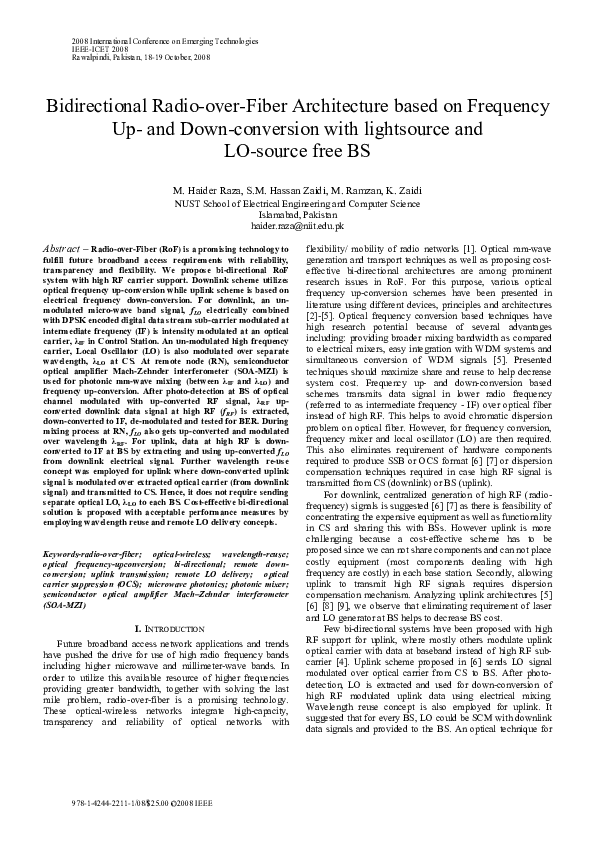 (PDF) Bidirectional Radio-over-Fiber architecture based on frequency up ... (PDF) Bidirectional Radio-over-Fiber architecture based on frequency up ...
