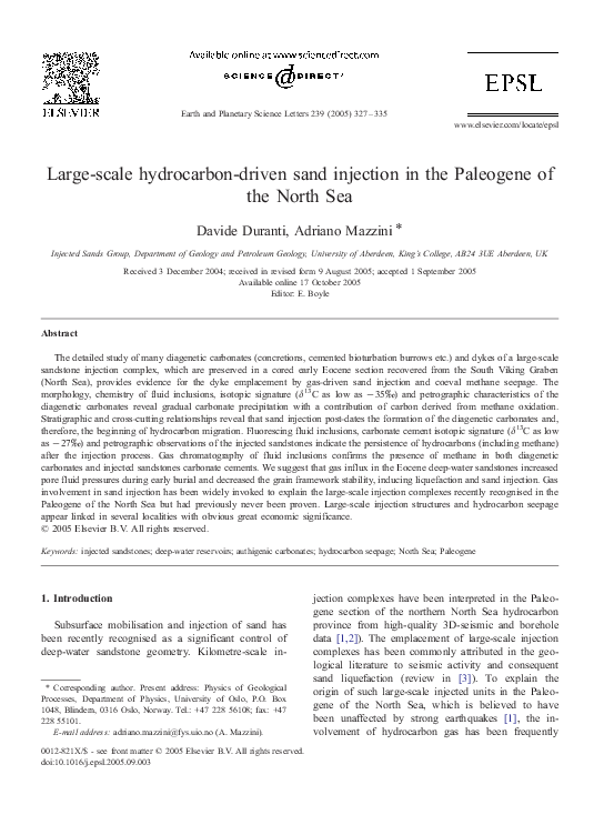 (PDF) Large-scale hydrocarbon-driven sand injection in the Paleogene of ...