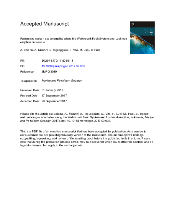 (PDF) Radon and carbon gas anomalies along the Watukosek Fault System ...