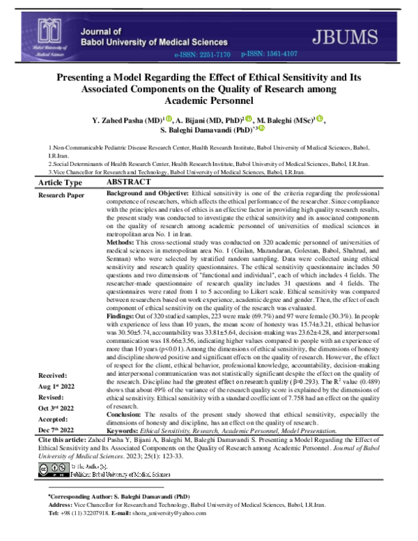 (PDF) Presenting a Model Regarding the Effect of Ethical Sensitivity and Its Associated ...