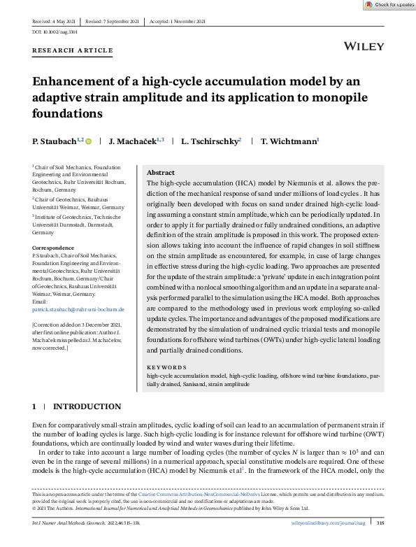 (PDF) Enhancement of a high‐cycle accumulation model by an adaptive ...