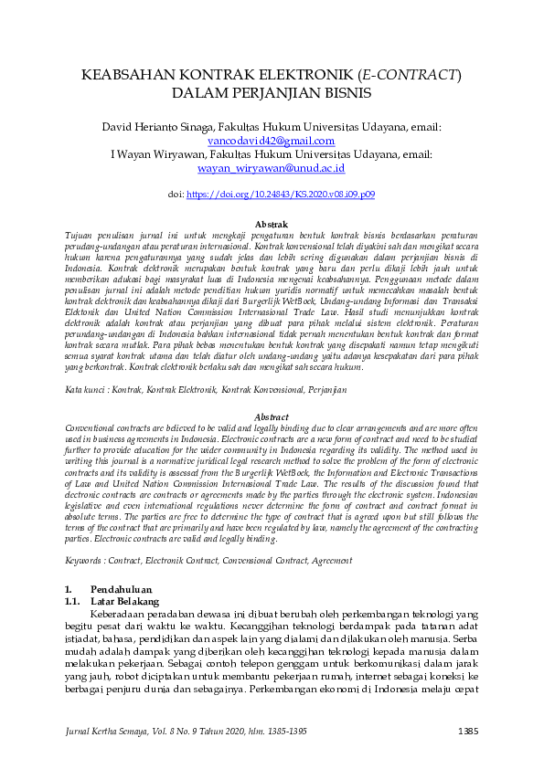 (PDF) Keabsahan Kontrak Elektronik (E-Contract) Dalam Perjanjian Bisnis