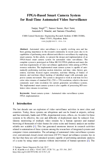 (PDF) FPGA-Based Smart Camera System for Real-Time Automated Video ...