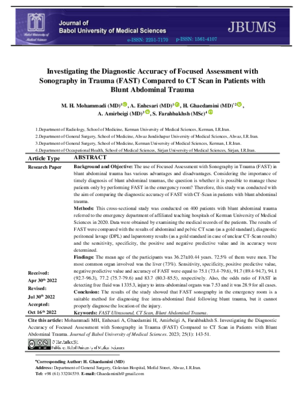 (PDF) Investigating the Diagnostic Accuracy of Focused Assessment with ...