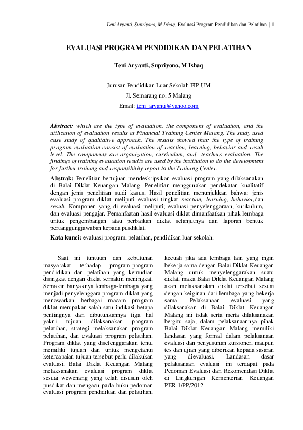 (PDF) Evaluasi Program Pendidikan Dan Pelatihan