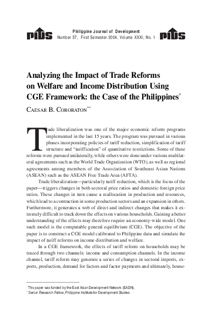 (PDF) Analyzing the Impact of Trade Reforms on Welfare and Income ...