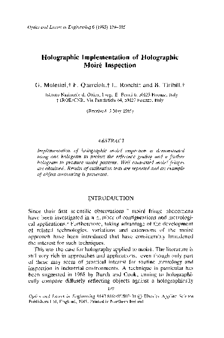 (PDF) Holographic implementation of holographic moiré inspection | B ...