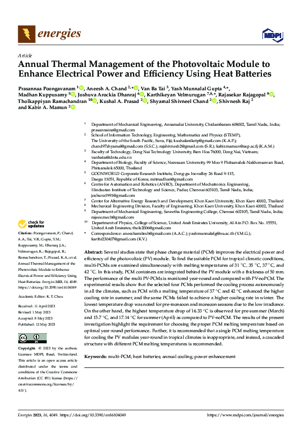 (PDF) Annual Thermal Management of the Photovoltaic Module to Enhance Electrical Power and ...