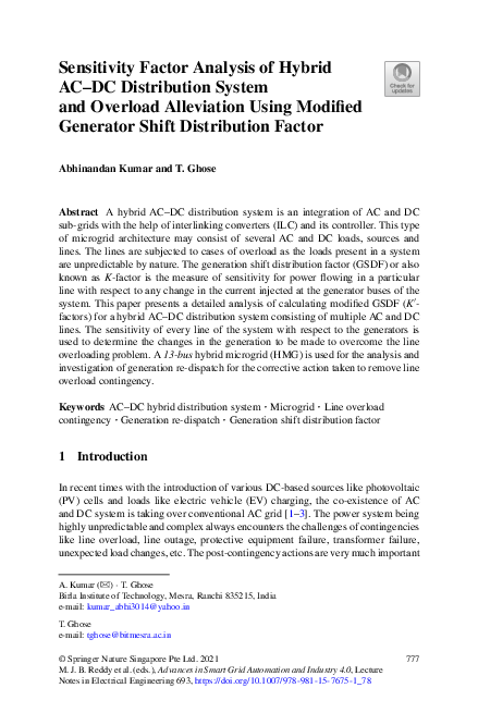 (PDF) Sensitivity Factor Analysis of Hybrid AC–DC Distribution System ...