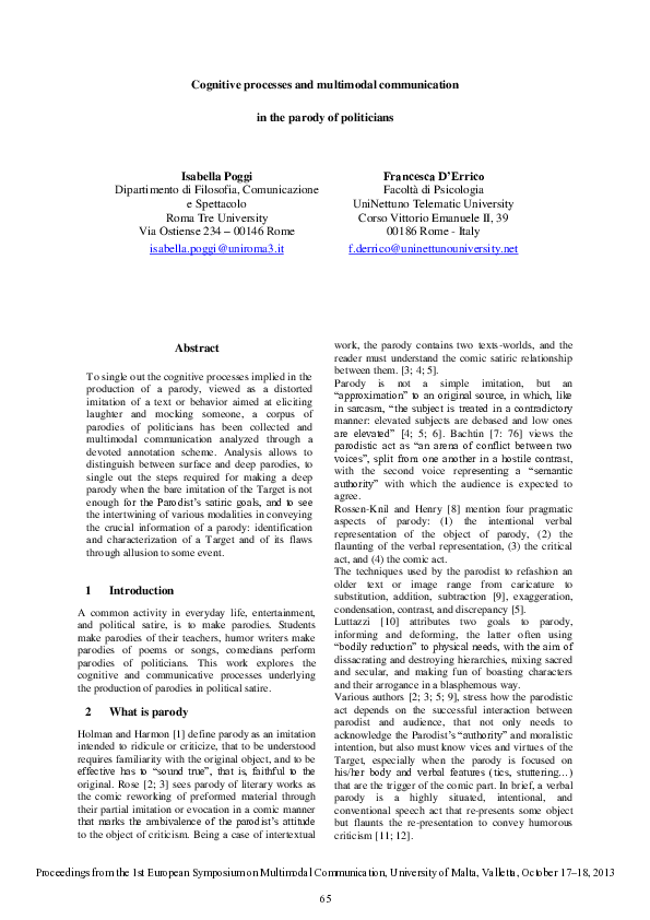 (PDF) Cognitive processes and multimodal communication