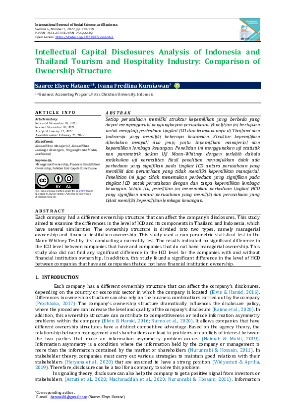 (PDF) Intellectual Capital Disclosures Analysis of Indonesia and Thailand Tourism and ...