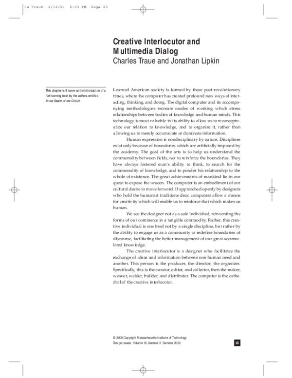 (PDF) Creative Interlocutor and Multimedia Dialog