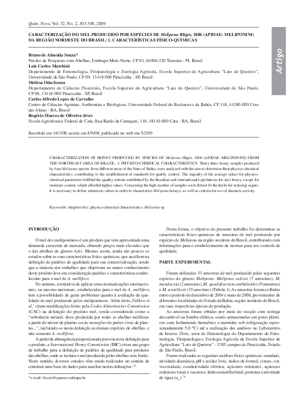 (PDF) Caracterização do mel produzido por espécies de Melipona Illiger ...