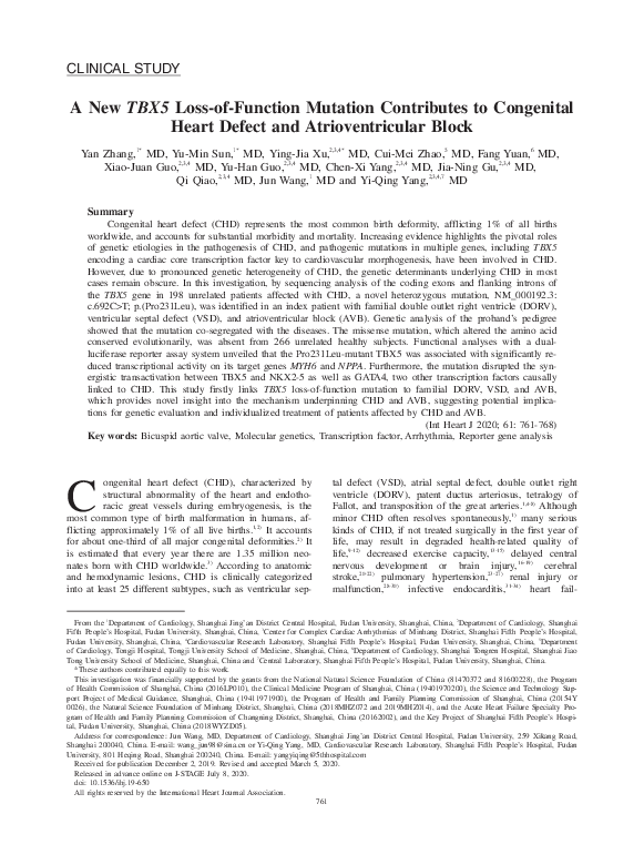 (PDF) A New TBX5 Loss-of-Function Mutation Contributes to Congenital ...