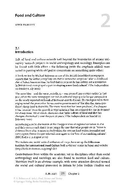 (PDF) Food and Culture