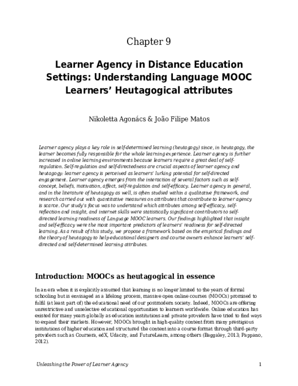 (PDF) Learner Agency in Distance Education Settings: Understanding Language MOOC Learners ...