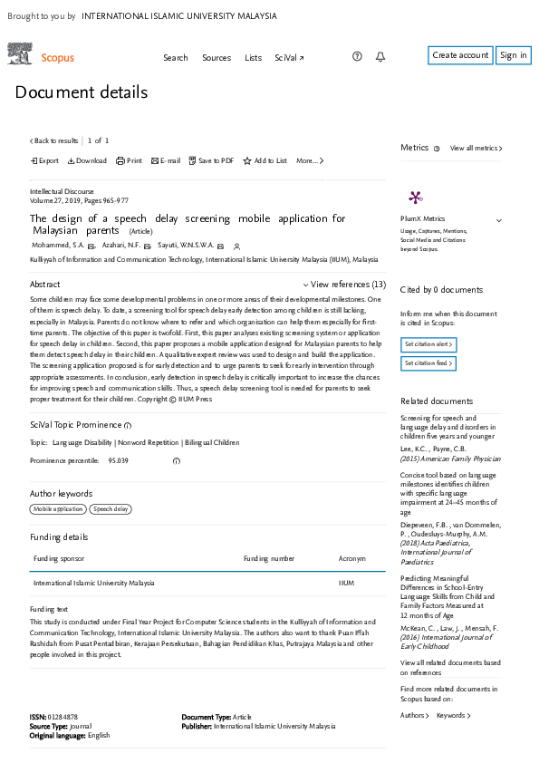 (PDF) The Design of A Speech Delay Screening Mobile Application for ...