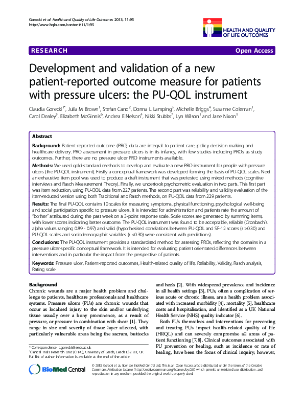 (PDF) Development and validation of a new patient-reported outcome ...
