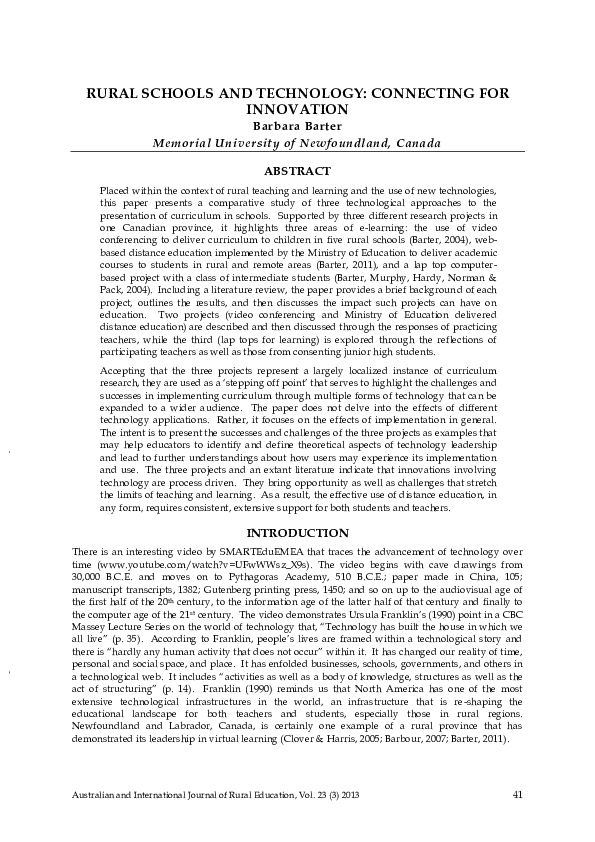 (PDF) Rural Schools and Technology