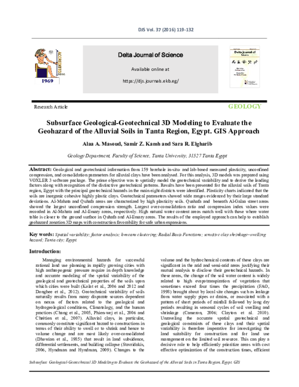 (PDF) Subsurface Geological-Geotechnical 3D Modeling to Evaluate the Geohazard of the Alluvial ...