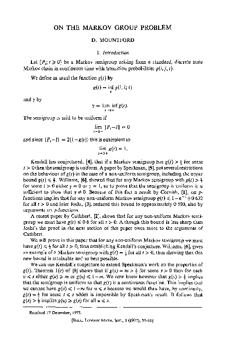 (PDF) On the Markov Group Problem