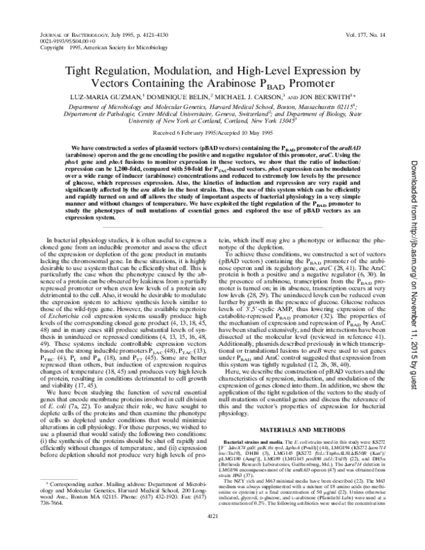 (PDF) Tight regulation, modulation, and high-level expression by ...