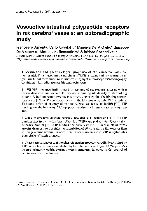 (PDF) Vasoactive intestinal polypeptide receptors in rat cerebral ...