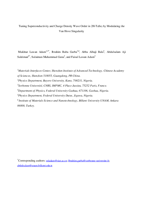 Pdf Tuning Superconductivity And Charge Density Wave Order In 2h Tase2 By Modulating The Van