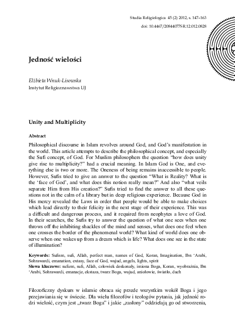 (PDF) Unity and Multiplicity
