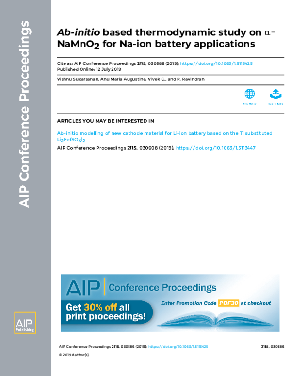 (PDF) Ab-initio based thermodynamic study on α-NaMnO2 for Na-ion ...