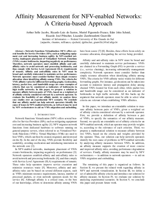 (PDF) Affinity measurement for NFV-enabled networks: A criteria-based approach | Lisandro ...