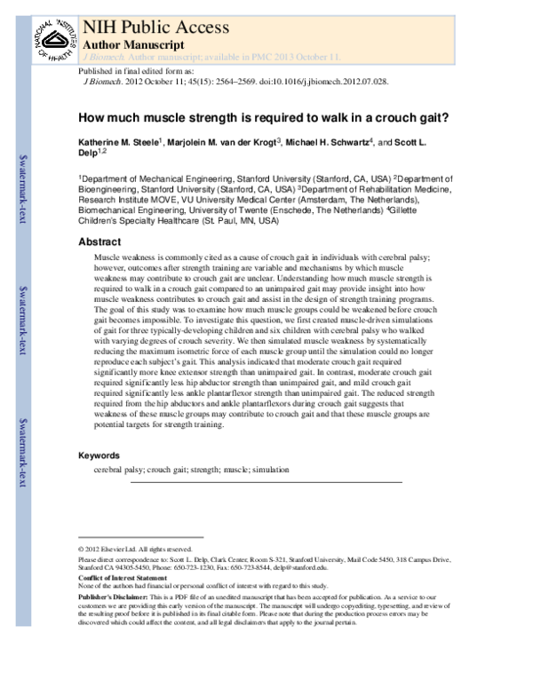 (PDF) Required Muscle Strength for Crouch Gait Analysis