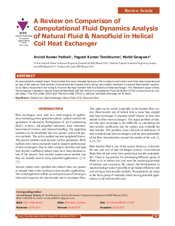 (PDF) A Review on Comparison of Computational Fluid Dynamics Analysis of Natural Fluid ...