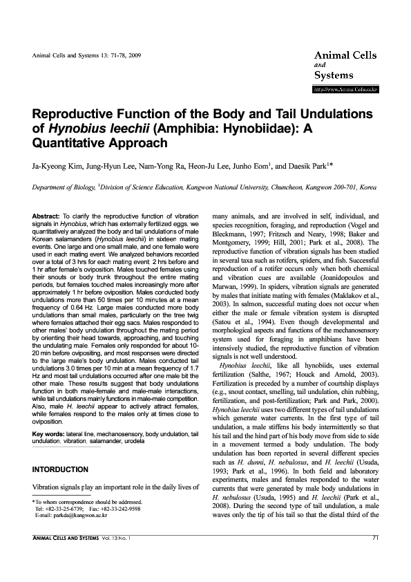 (PDF) Reproductive function of the body and tail undulations of ...