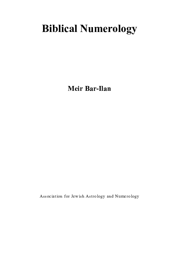 (PDF) Abstract of Biblical Numerology