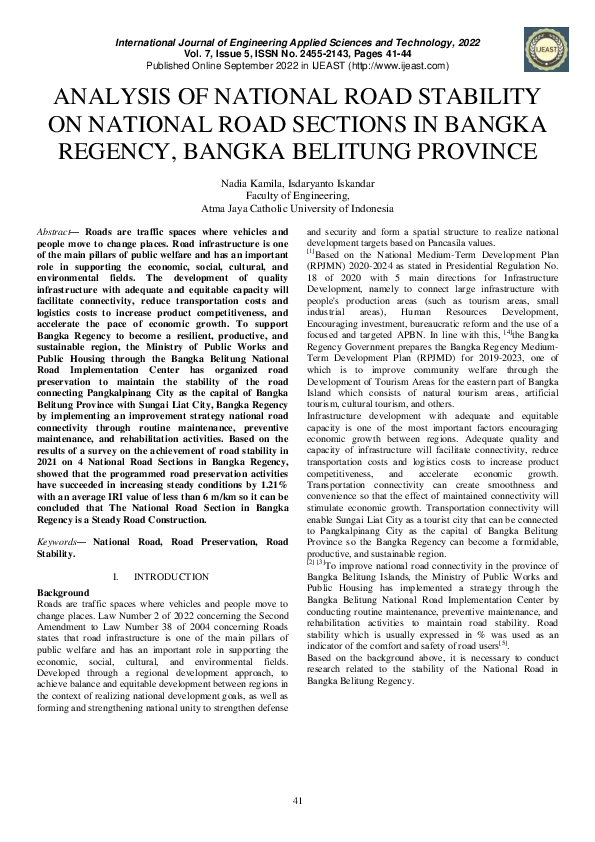 (PDF) Analysis of National Road Stability on National Road Sections in ...