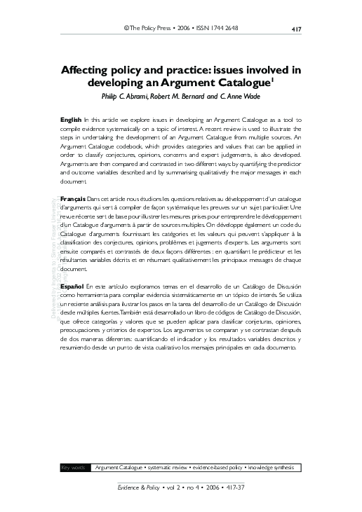 (PDF) Affecting policy and practice: issues involved in developing an ...