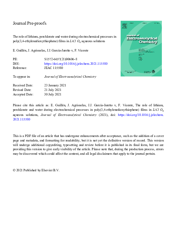 (PDF) The role of lithium, perchlorate and water during electrochemical ...